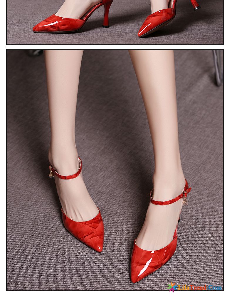 Rote Pumps Mit Riemchen Sommer Sandalen Damen Schuhe Lackleder Günstig