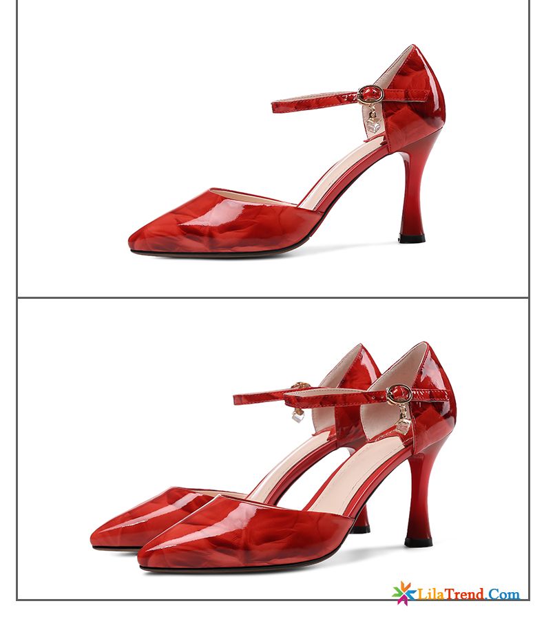 Rote Pumps Mit Riemchen Sommer Sandalen Damen Schuhe Lackleder Günstig